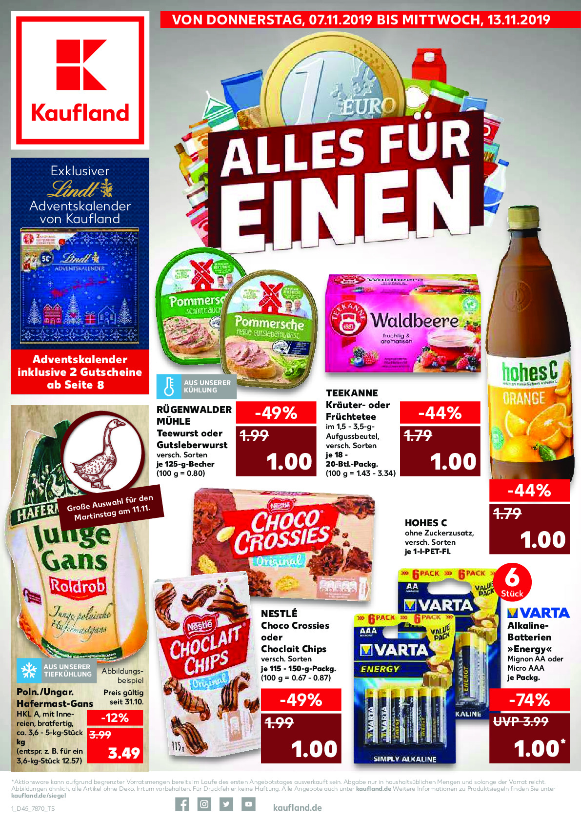 Kaufland Prospekt – Angebote ab 07.11.2019 bis 13.11.2019 – Seite 1